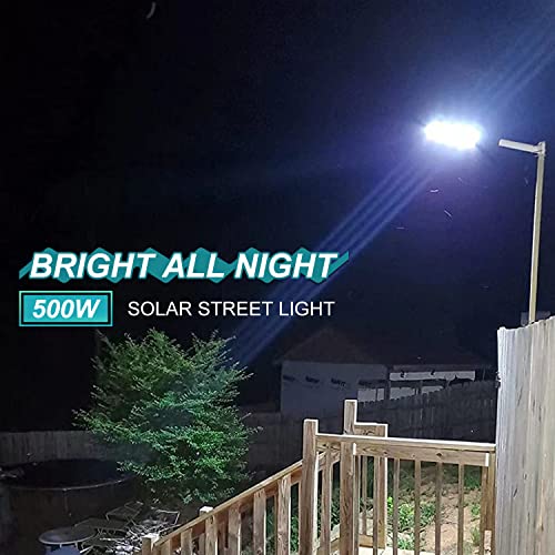 CONHOO 500W Solar Street Light Outdoor,360 LED Dusk to Dawn Outdoor Lighting,IP65 Waterproof LED Street Light Solar Powered, Patented MPPT Fast Charging, Keep Lighting Even 3-5 Rainy Days