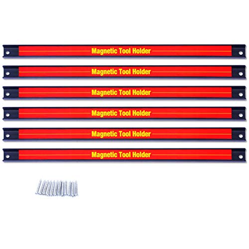 Goplus 6PCS 18" Magnetic Tool Holder, Magnetic Tool Holder Strip, Heavy Duty Magnetic Tool Bar,Space Saving Metal Tool Organizer Rack,Tool Magnet Bar for Workshop Garage Home(Mounting Screws Included)