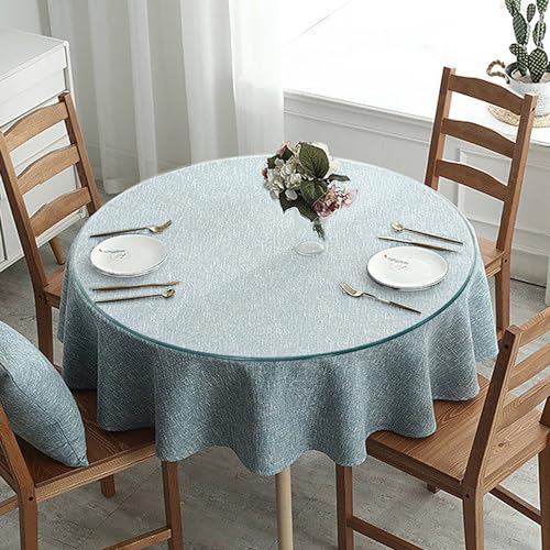 48 inch Clear Round Glass Top, 3/8" Thick Tempered Table Top with Pencil Polished Edge, Transparent Flat Circular Sheet for Dining Table, Coffee Table, Restaurant Table