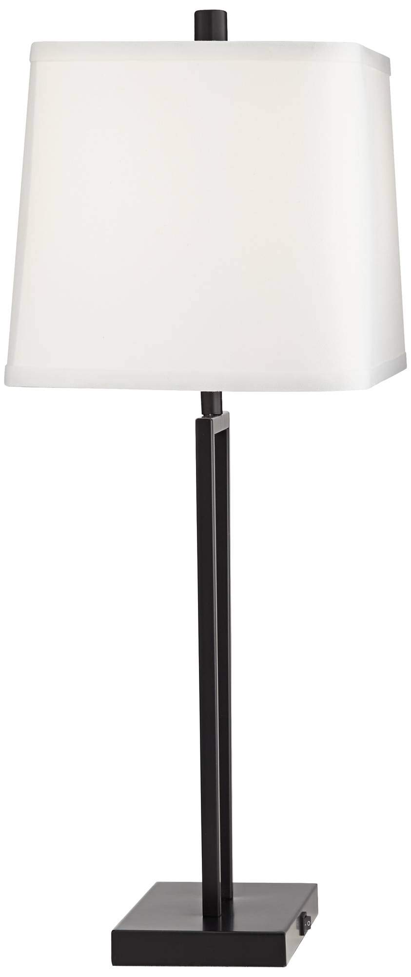 360 Lighting Cole Modern Minimalist Table Lamps 27" Tall Set of 2 with USB Charging Ports Black Metal White Rectangular Shade for Living Room Bedroom House Bedside Nightstand Home Office