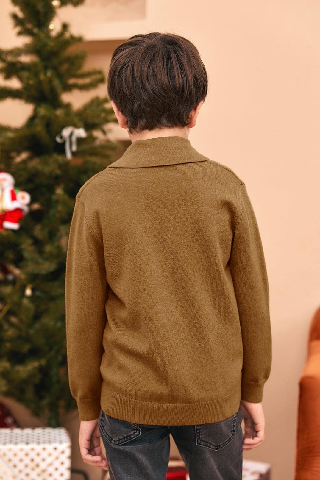 Ryannology Toddler Baby Boys Girls Sweater Shawl-Collar V Neck Pullover Sweaters Cable Kintted Photoshoot Outfits