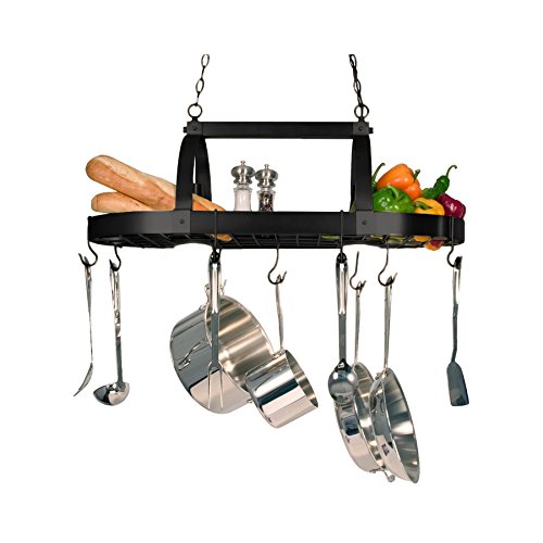 Elegant Designs PR1000-ORB Home Collection 2 Light Kitchen Pot Rack with Downlights, Oil Rubbed Bronze