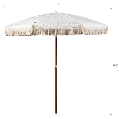 BEACH STATE Summerland 6.5 Feet Beach Umbrella with Fringe - Outdoor Umbrella - UV50+ Sun Protection (Laguna)