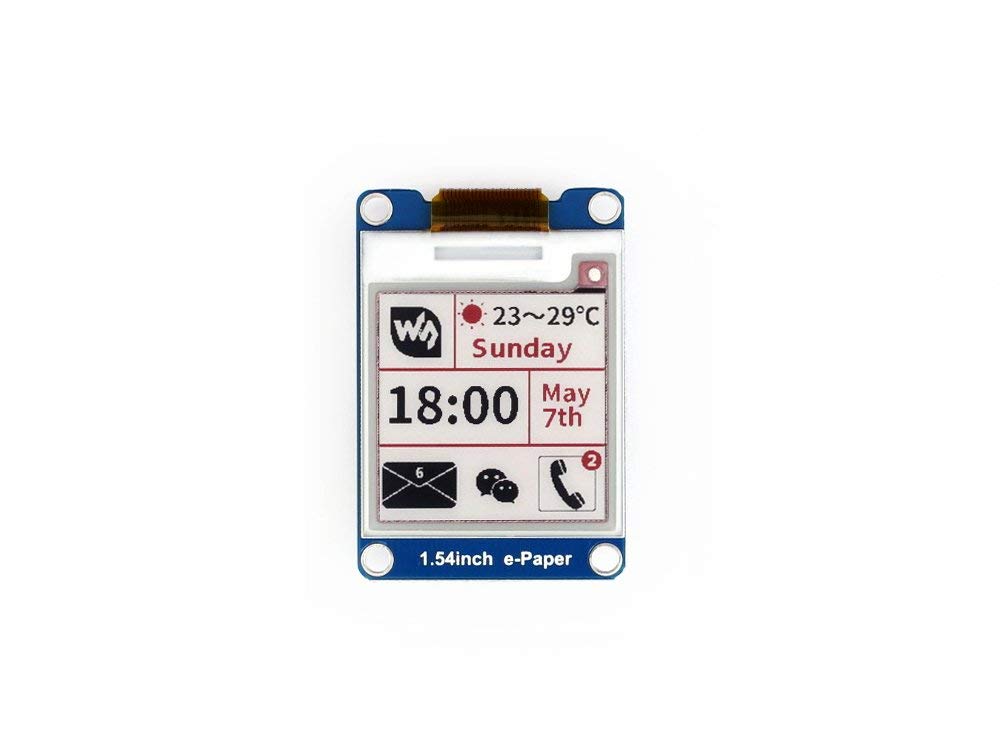 Three Color 1.54inch E-Ink Display Module (B), 200x200 Resolution 3.3V/5V Red Black White E-Paper Display Epaper Screen for Raspberry Pi/Arduino/STM32 SPI Interface,Full Refresh