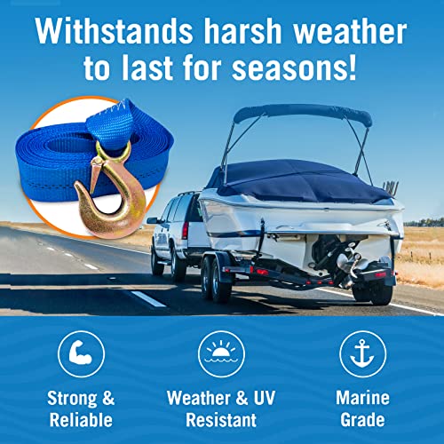 Boat Trailer Winch Strap with Hook Bow Boat Winch Strap Replacement for Hand Crank Trailer Heavy Duty Boat Hook Boat Winch Strap with Hook Towing Boat Trailer Straps Other Trailers 10000Lbs 2" x 20'