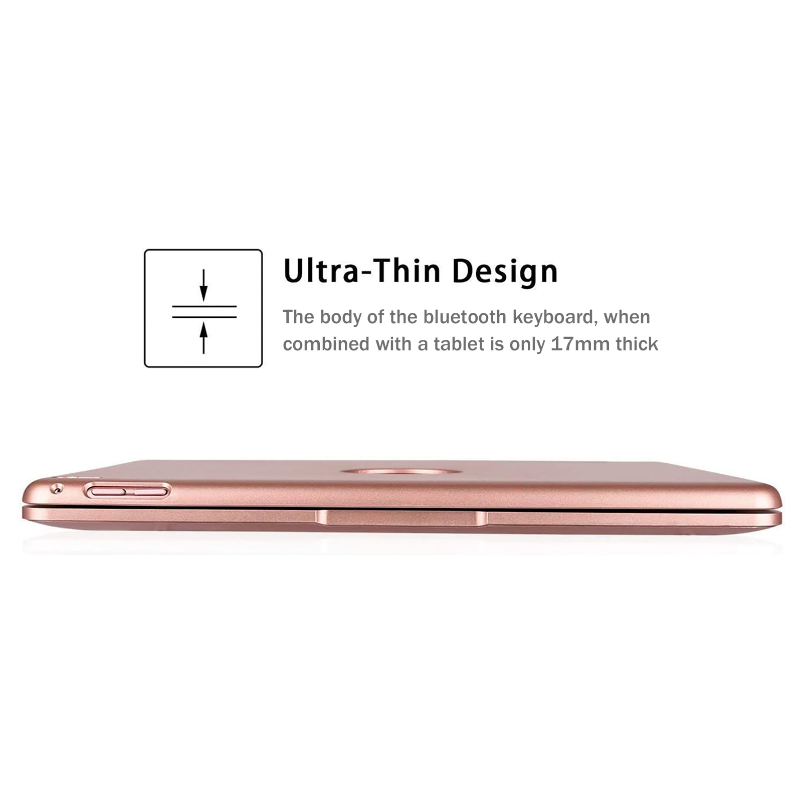 NOKBABO iPad Keyboard Case for iPad Pro 9.7 inch, 2018 iPad 6th Gen, 2017 iPad 5th Gen, iPad Air 2 & 1 case with Keyboard, 130° Smart Folio Hard Back Cover, Ultra Slim, Auto Wake and Sleep - Rose Gold