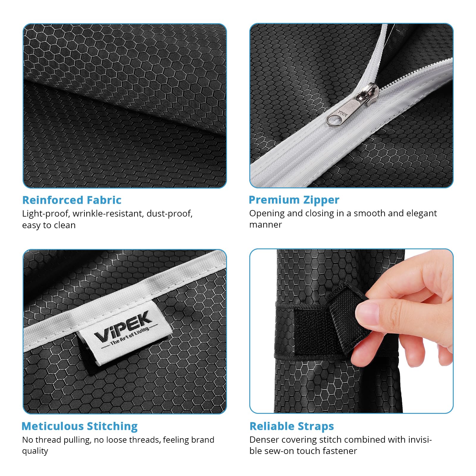 VIPEK Cover ONLY for V2/V2S/V7/V7 Basic/V11S/R4/R4i/R1 Plus/V2i Garment Rack, Dustproof Oxford Fabric Clothing Rack Cover with Zipper, 46.1" L X 17.7" W X 75.2" H, Black