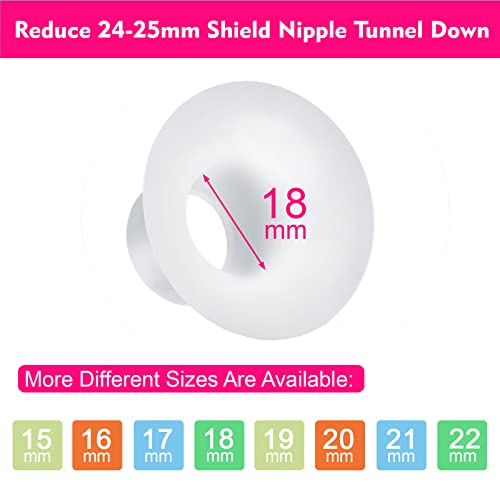 Durceler 18mm Silicone Flange Inserts Compatible with Medela / for Spectra S1 S2 / Rainyb / Willow go/ Momcozy S12/ TSRETE 24mm Breast Pump Shields or Freemie 25mm; Reduce Nipple Tunnel Down to 18mm
