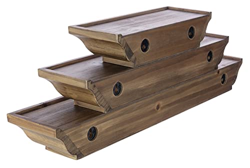 Kiera Grace Muskoka Fitz Wood Shelves - Walnut, 12", 18", 24", Set of 3 (FN00636-3INT)