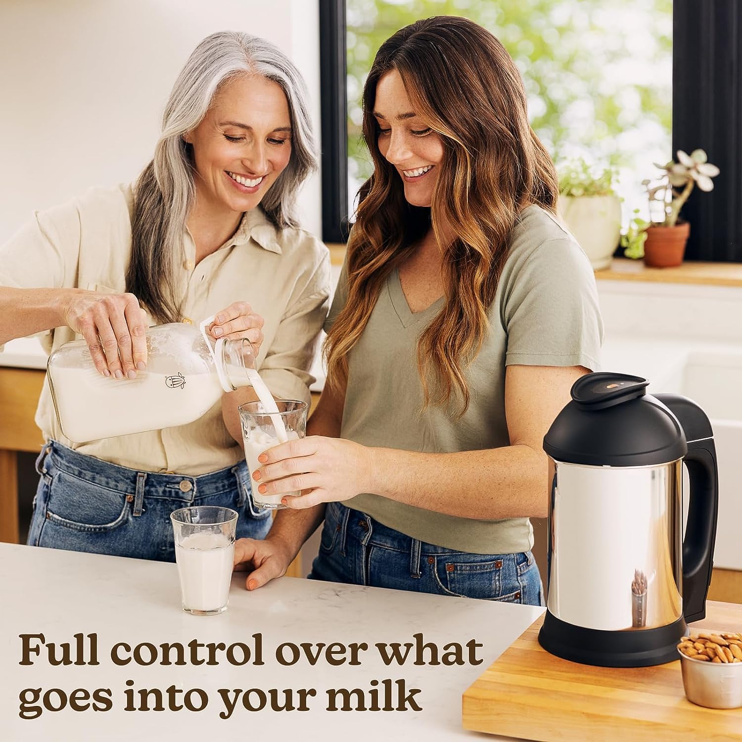 Almond Cow Milk Maker Machine, Milk in a Minute Bundle, Includes 3 Creamy CocoCash & 3 Original Almonds 'n' Dates, Glass Milk Jug, & Jug Brush