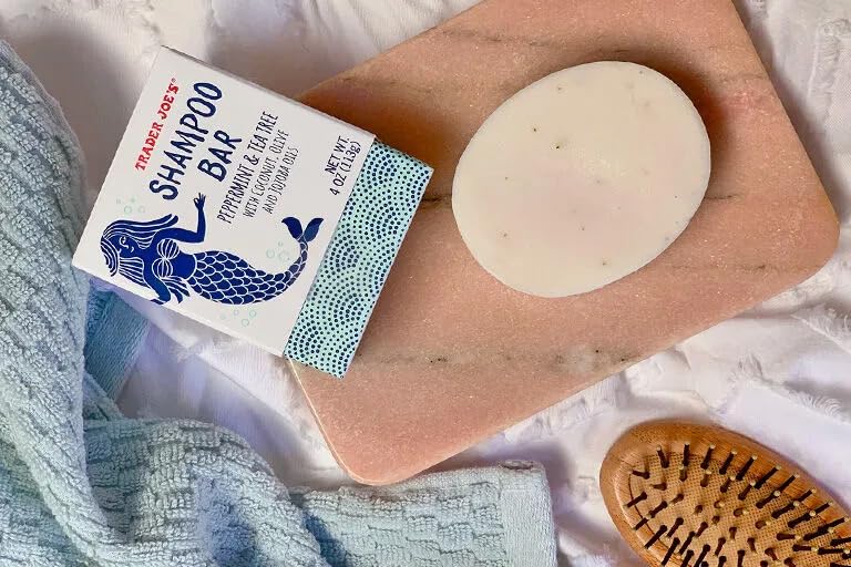 Trader Joe's Set of 2 Shampoo Bars Peppermint & Tea Tree with Coconut, Olive, and Jojoba Oils; Two 4 oz Bars