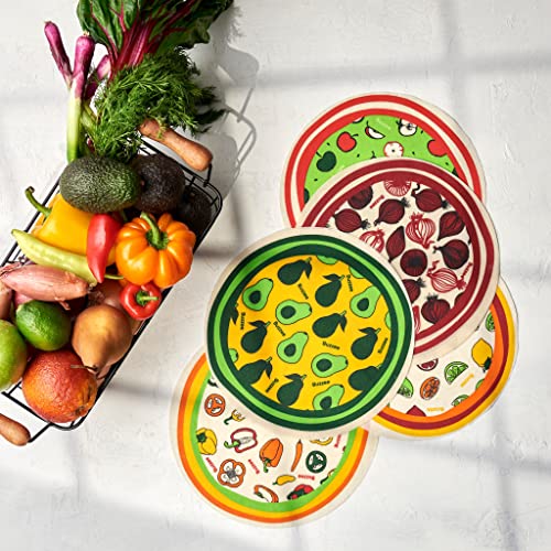 Buzzee Beeswax Wrap -Based in USA | Certified Organic Cotton | Eco Friendly Products | Kitchen Organization | Round Reusable Beeswax Wraps For Food | Sustainable Products |Food Saver Rounds 5PK BUNDLE