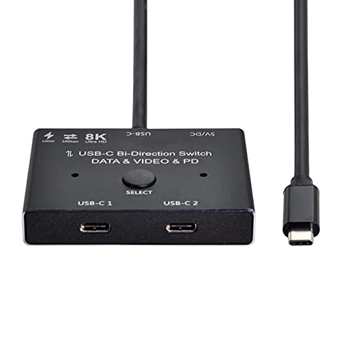 NFHK USB-C Type-C Bi-Direction Switch MST 1 to 2 Hub Support Video Data PD 8K@30hz 100W 10Gbps