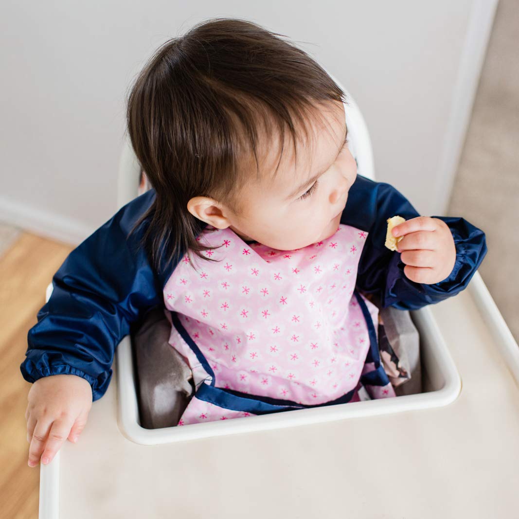 green sprouts Easy-wear Long Sleeve Bib | Waterproof Protection | Flipped Pocket, Soft Material, Easy Clean Smock
