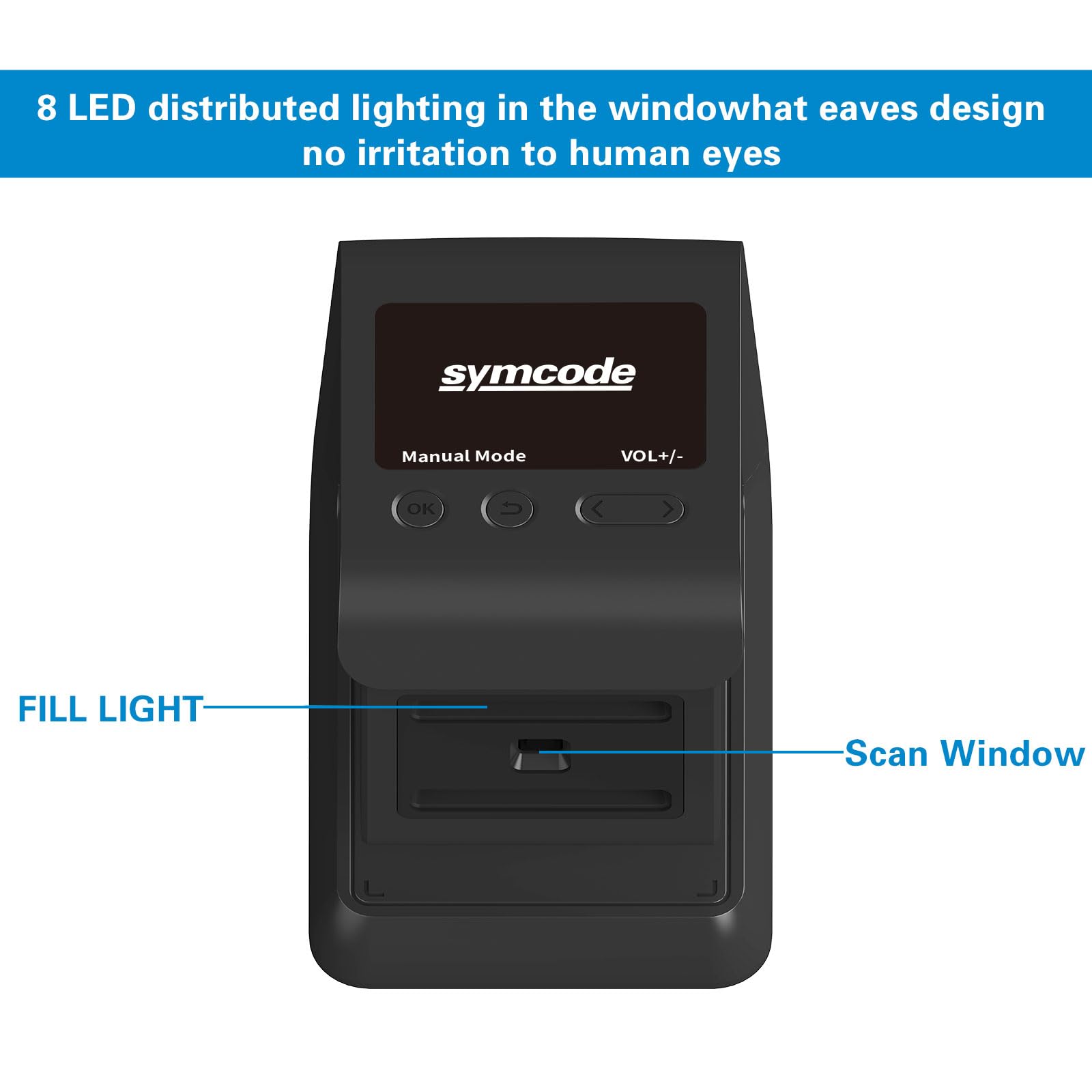 Symcode 1D 2D Hands-Free Barcode Scanner, with Omnidirectional Automatic Sensing Scanning Barcode Reader Adjustable Screen Scanning Platform Scanner for POS PC Supermarket Bookstore