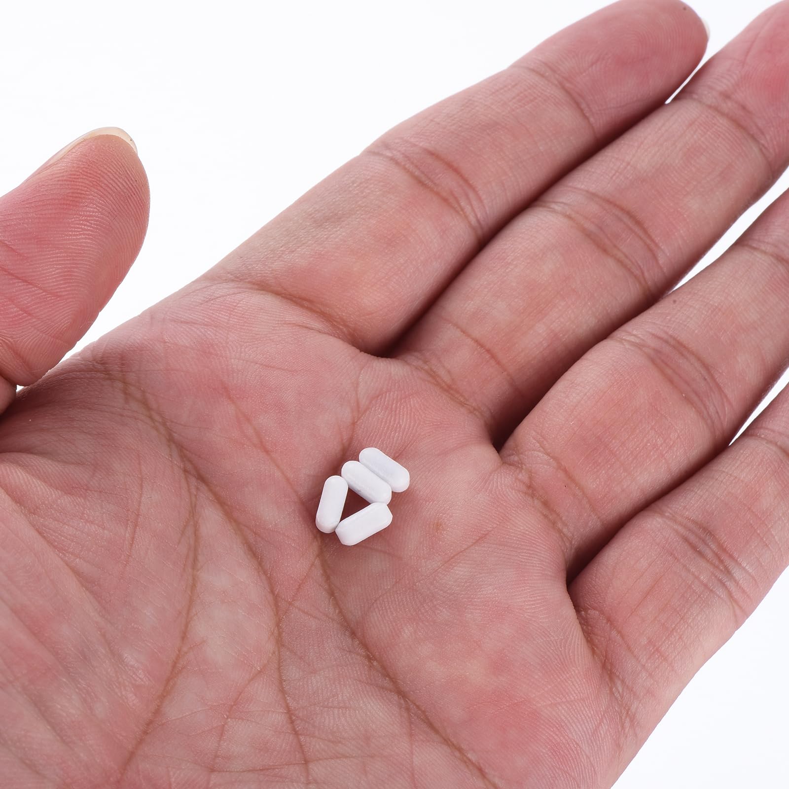 MECCANIXITY Magnetic Stirrer Mixer Stir Bar Rod 7mm(0.28") x3mm Cylinder Shape PTFE Coating Magnet White for Laboratory 4Pcs