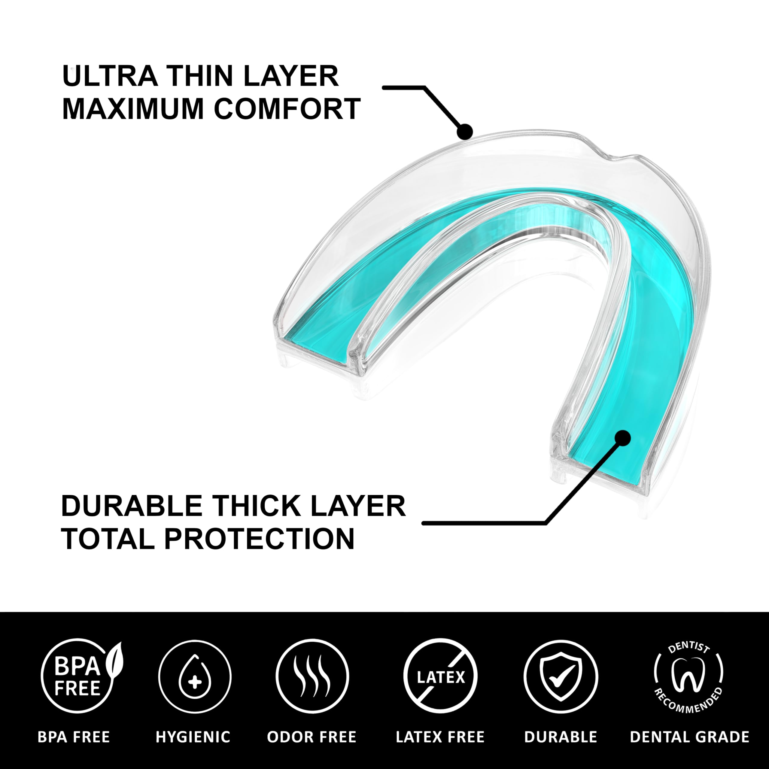 GRINDSHIELD Grinding Mouth Guard - Custom Fit, Trimmable - 4 Mouth Guards for Grinding Teeth & Case – Nightguard for Teeth Grinding, Night Guard, Dental Guard, Clenching Mouthguard