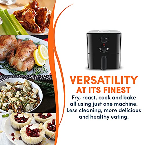 Elite Gourmet EAF-3218 Personal 1.1Qt. Compact Space Saving Electric Hot Air Fryer Oil-Less Healthy Cooker, Timer & Temperature Controls