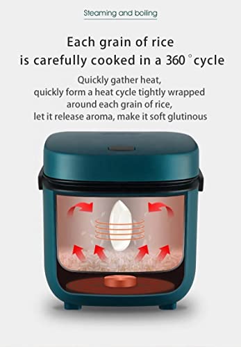 ANNAPURNA DISTRIBUTOR Mini Rice Cooker, Healthy Ceramic Coating 1.2L Small Rice Cooker hold 1-2.5 cups uncooked rice for 1-3 People, Portable Travel Rice Cooker with Steam Tray, Easy to use. (Green)