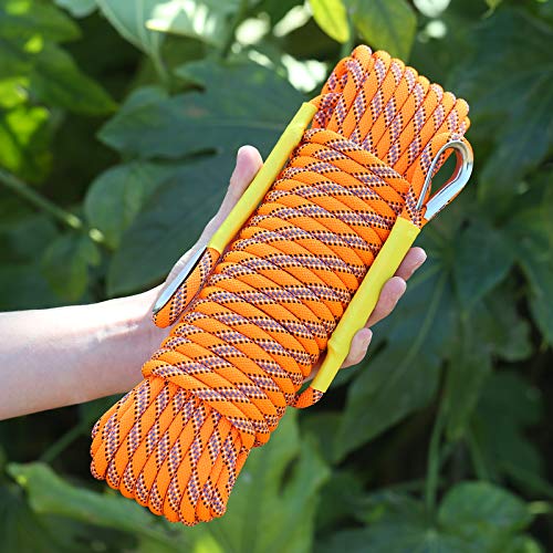 Climbing Rope, 32ft/65ft/98ft/165ft/230ft High Strength Outdoor Safety Static Rock Climbing Rope, Escape Rope, Rappelling Rope, Fire Rescue Parachute Rope (Orange 8mm, 32FT(10M))