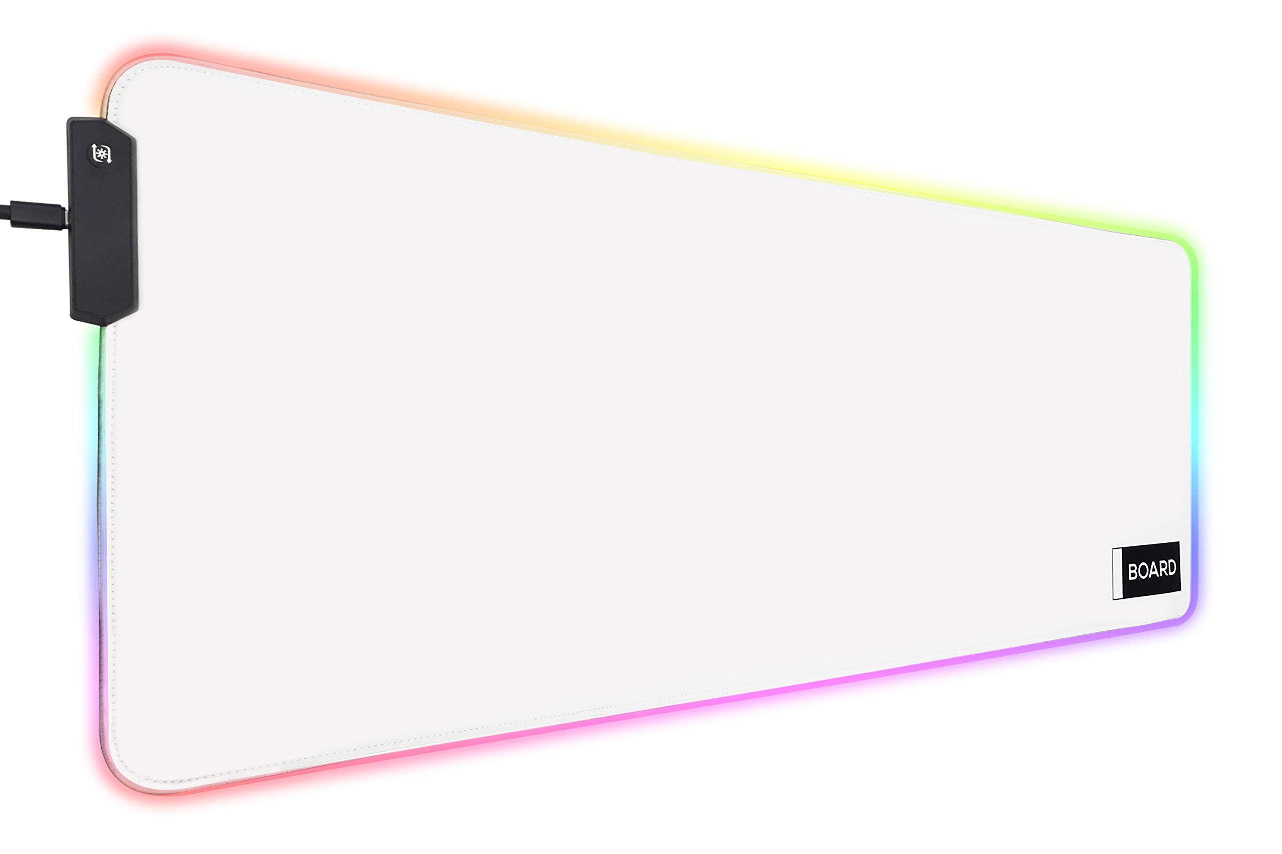 Board | Extended White RGB Gaming Mouse Pad/Mat XXL: 10 Lighting Modes 7 Monochromatic Light, Maximum Control and Speed, Ultra Thick 4mm, Non-Slip Large Mousepad and Keyboard Mat 31.5"x11.8"x0.16"