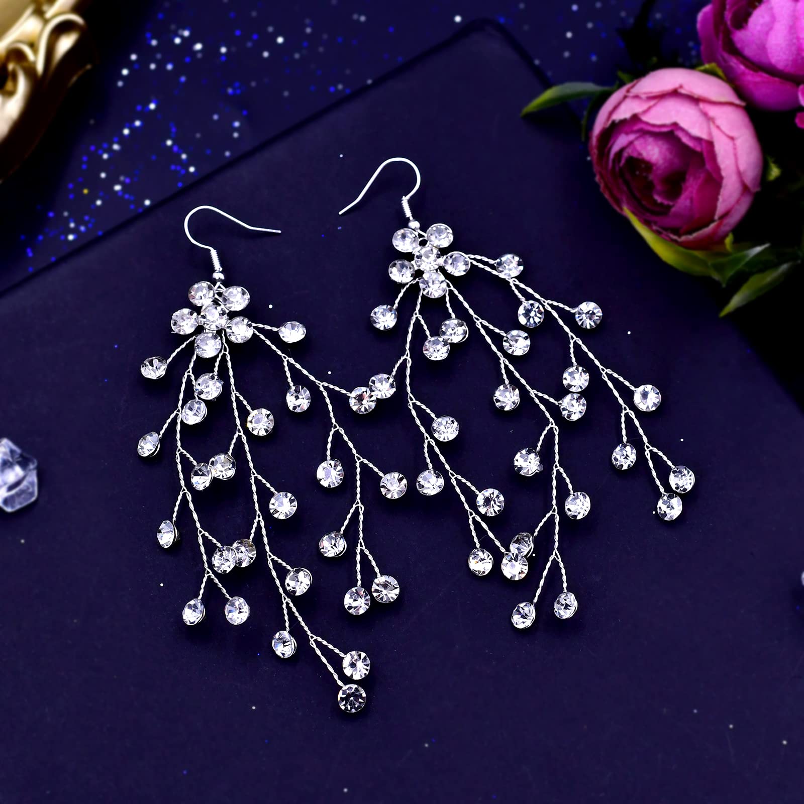 Bridal Wedding Headband Crystal Tiara Crown,Queen Tiaras and Crowns,Wedding Bride Crowns For Birthday Party Wedding Pageant Hair Accessories (Silver/Crown + necklace + Earrings)