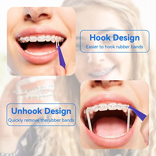 Annhua 20 PCS Dental Elastic Rubber Bands Placers, Braces Rubber Band Tool Disposable Plastic Elastic Placers for Braces Bands - Multi-color
