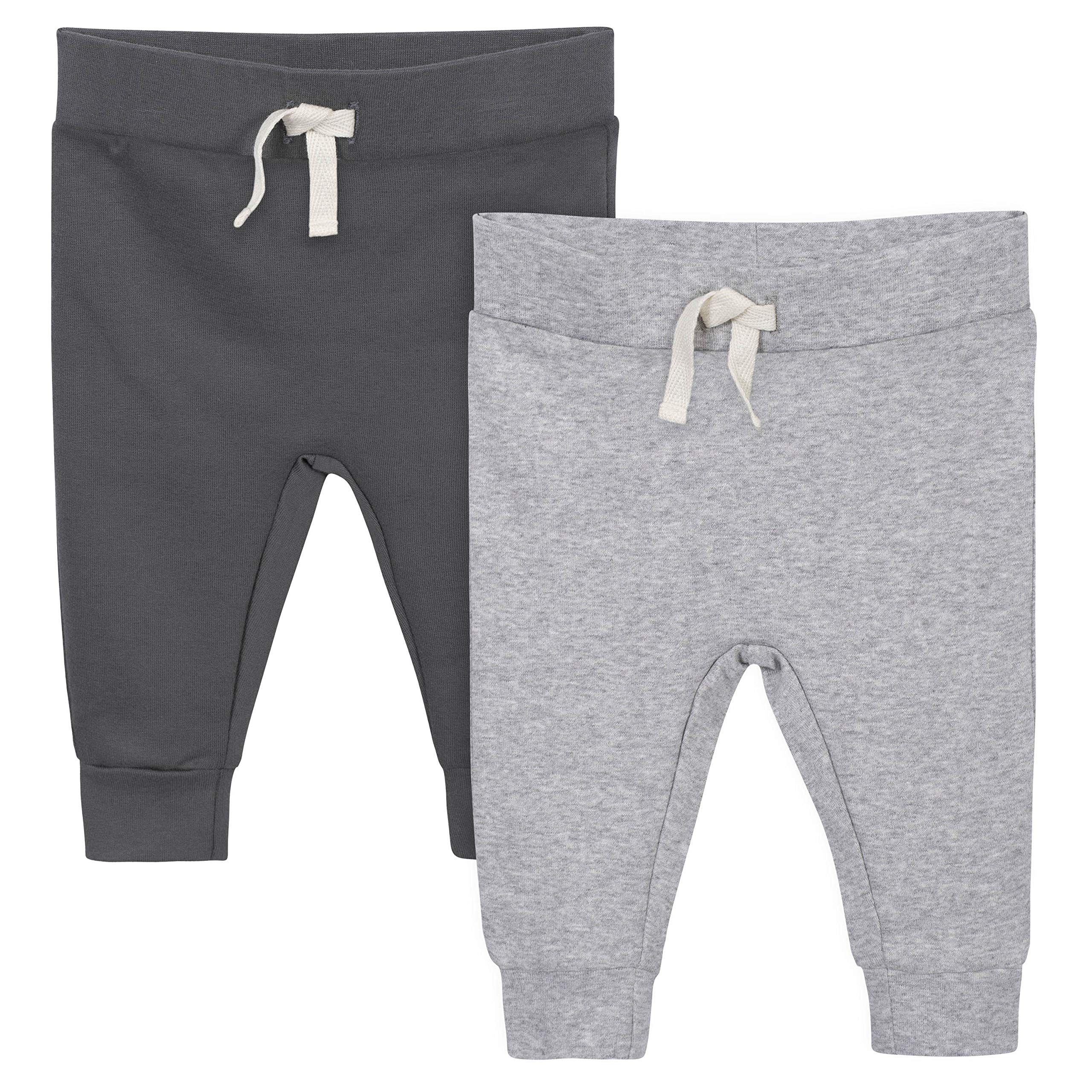Grow by Gerber Baby Boys 2-Pack Pants, Grey, 3-6 Months