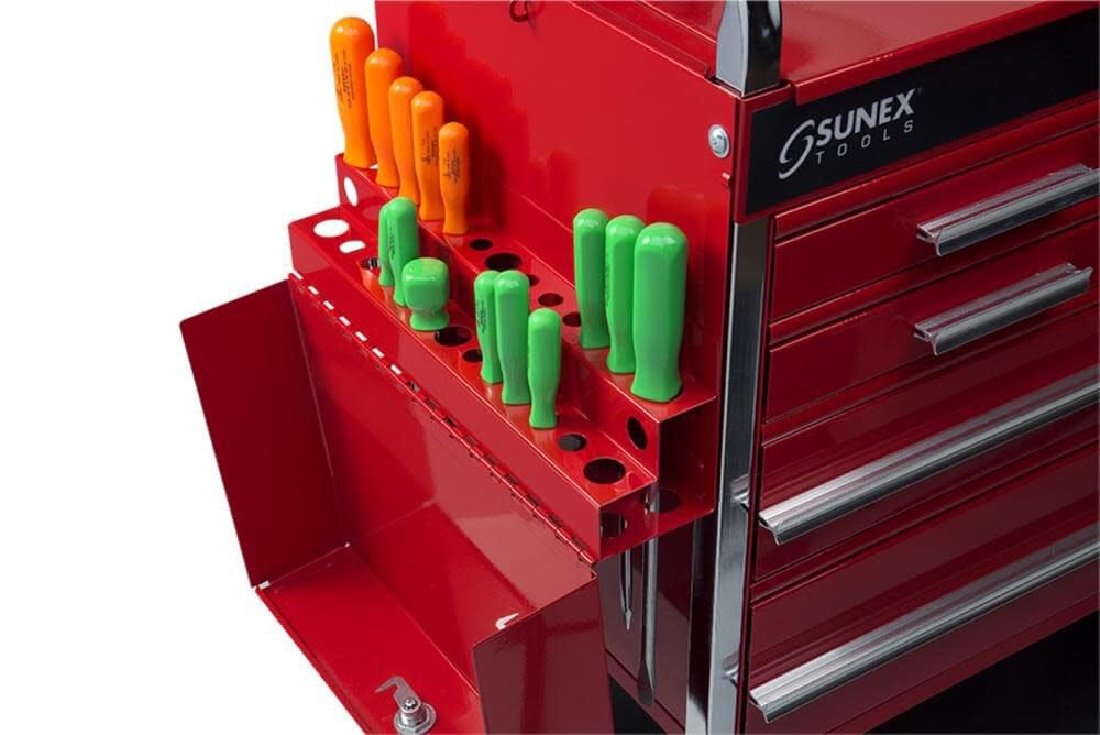 Sunex 8045 Professional 5 Drawer Service Cart with Locking Top- Red