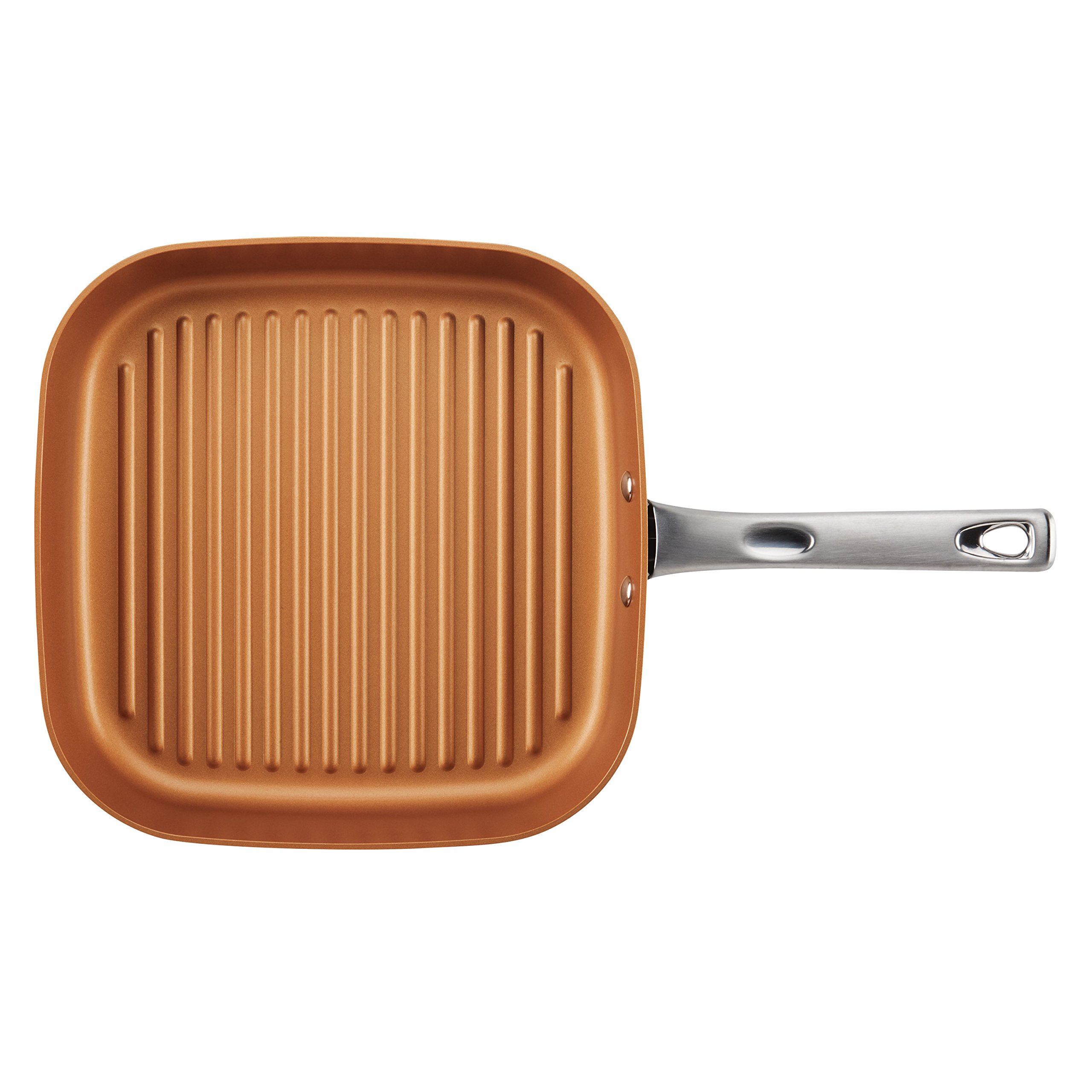 Ayesha Curry Hard Anodized Aluminum Deep Square, Grill Frying Pan, Small, Gray