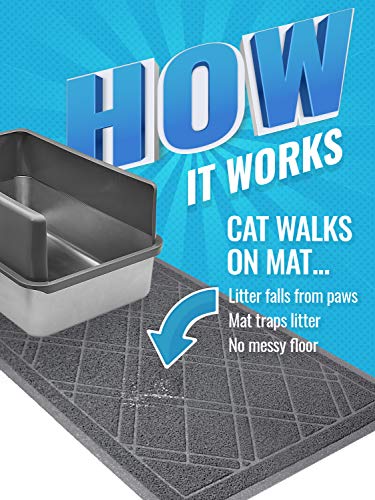 Iprimio Cat Litter Box Mat, 42x36", Gray - Cat Litter Trapping Mat - Mesh Mat Catches Litter - Kitty Litter Mat - Large Cat Litter Mat - Repels Odor, Easy Clean Non Slip Kitty Litter Trapper Mats
