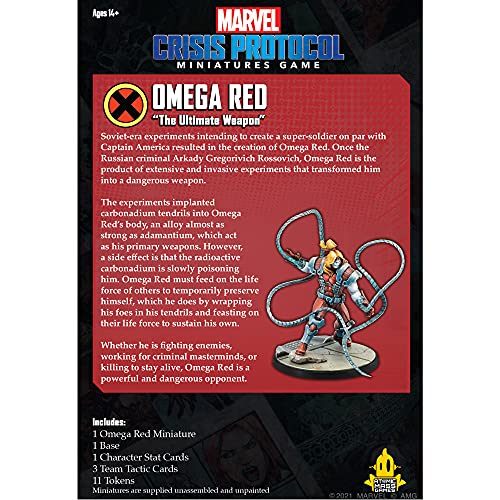 Marvel Crisis Protocol Omega Red CHARACTER PACK | Miniatures Battle Game | Strategy Game for Adults and Teens | Ages 14+ | 2 Players | Avg. Playtime 90 Minutes | Made by Atomic Mass Games
