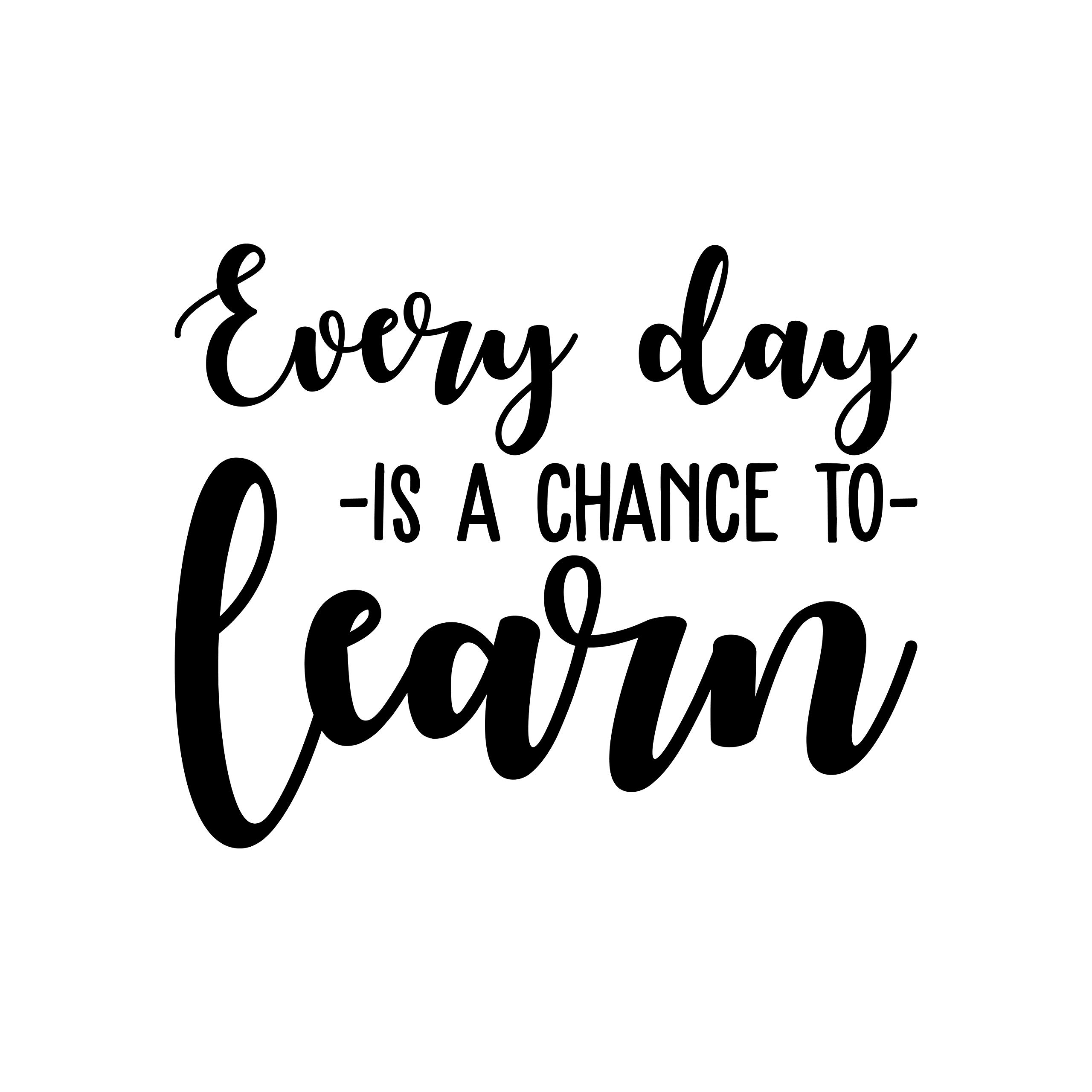 Vinyl Wall Art Decal - Every Day is A Chance to Learn - 18" x 22" - Modern Motivational Educational Quote Sticker for Home School Bedroom Kids Room Work Office Classroom Decor (Black)