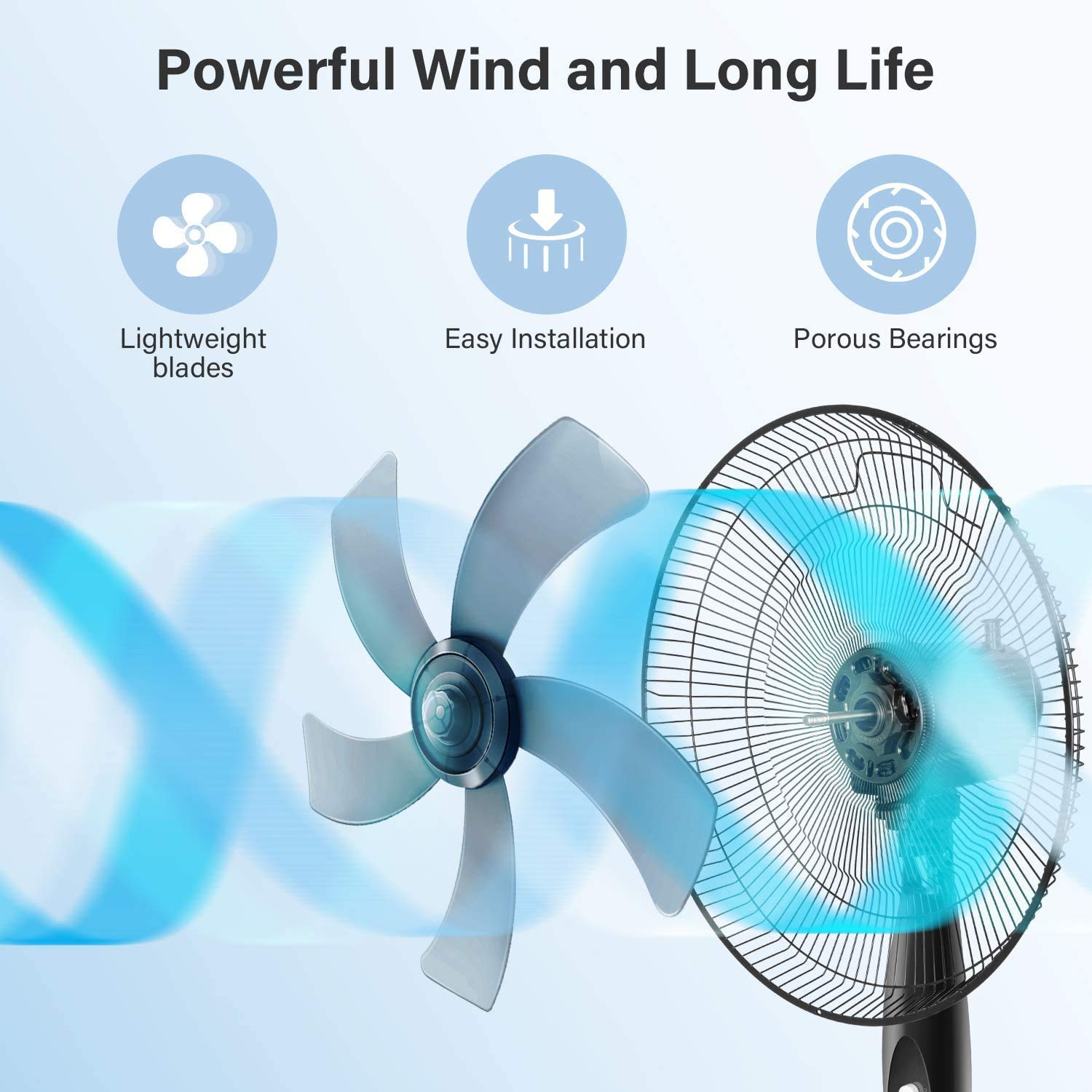 HealSmart Oscillating 16″ 3 Adjustable Speed Pedestal Stand Fan for Indoor, Bedroom, Living Room, Home Office & College Dorm Use, 16 Inch, Black