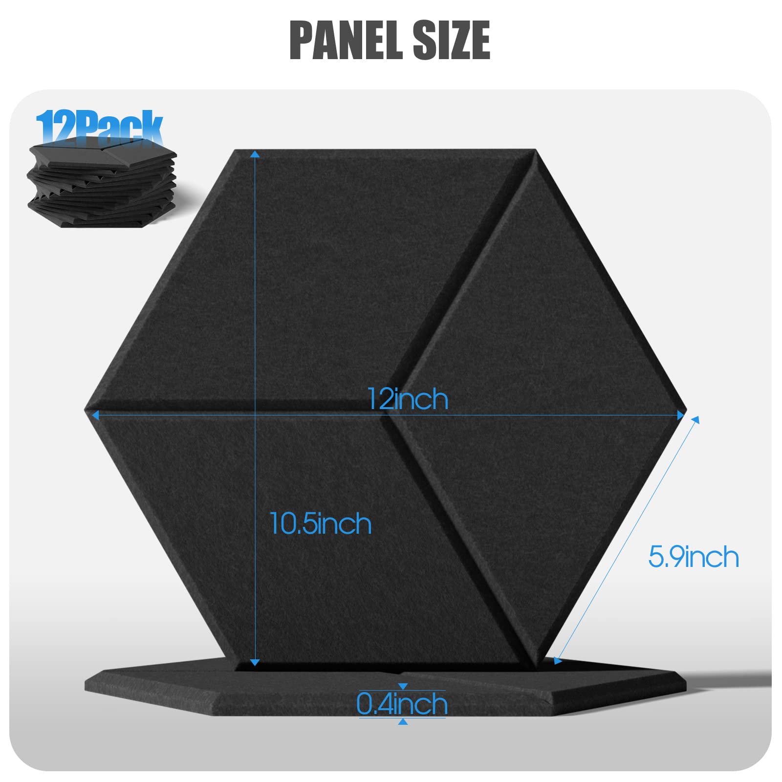 6 PACK Y-Lined Acoustic Foam,Self-adhesive Sound Proof Panels,12 X 10.5 X 0.4 Inches Sound Proof Foam Panel,High Density Fireproof Wall Panels(BLACK)