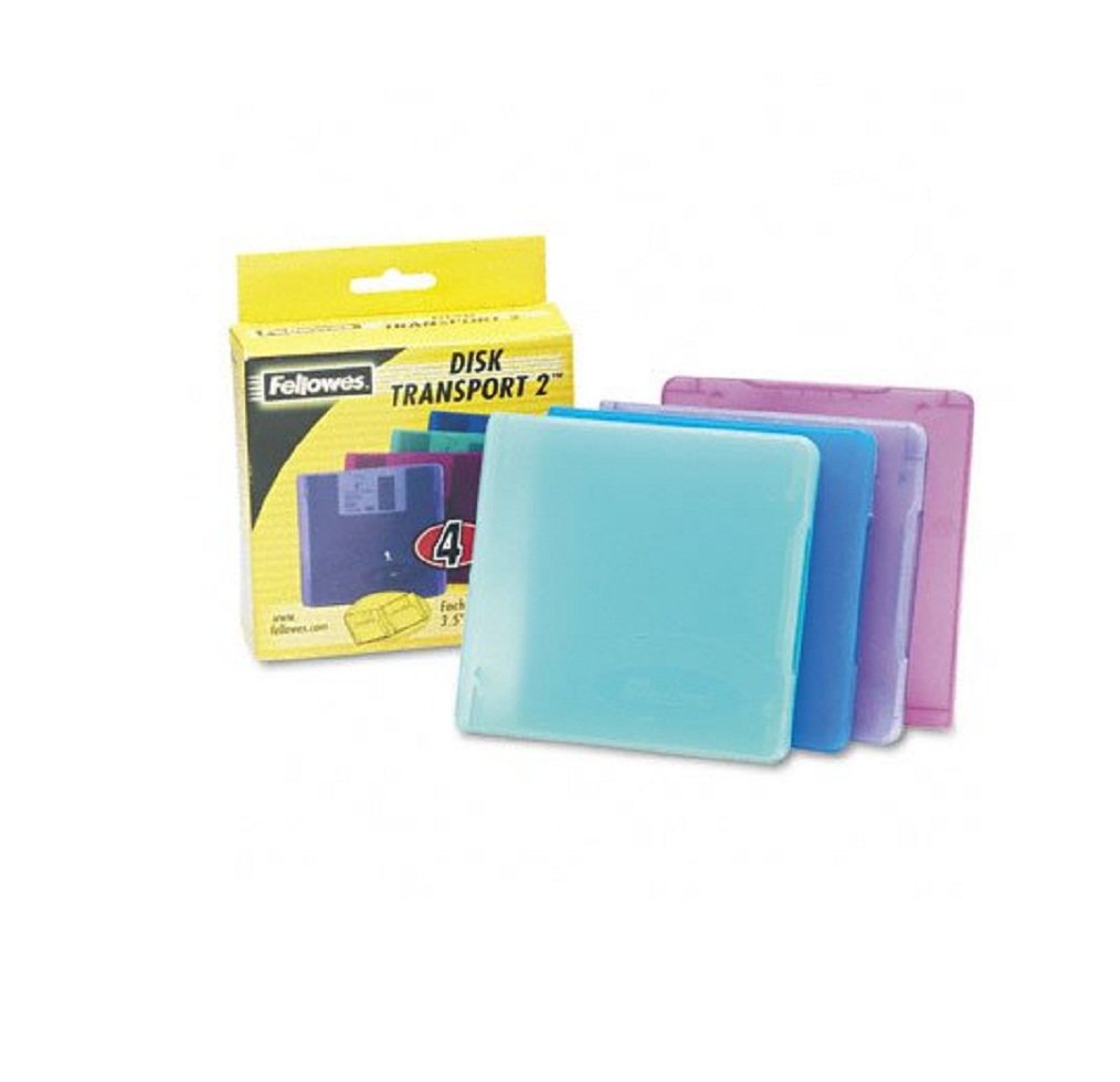 Transport 2 Disk Case, 2 - 3.5 Disks/Case, 4 Assorted Colors/Pack FEL28554