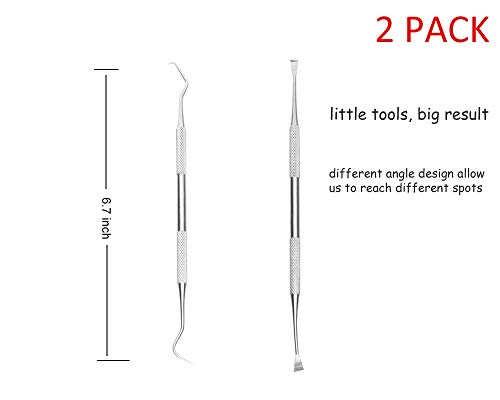 wzhe Dog Tooth Scaler and Scraper - 2 Pack Upgrade Pet Tarter Remover with Different Angles Double Head, Stainless Steel Teeth Cleaning Tools for Dogs