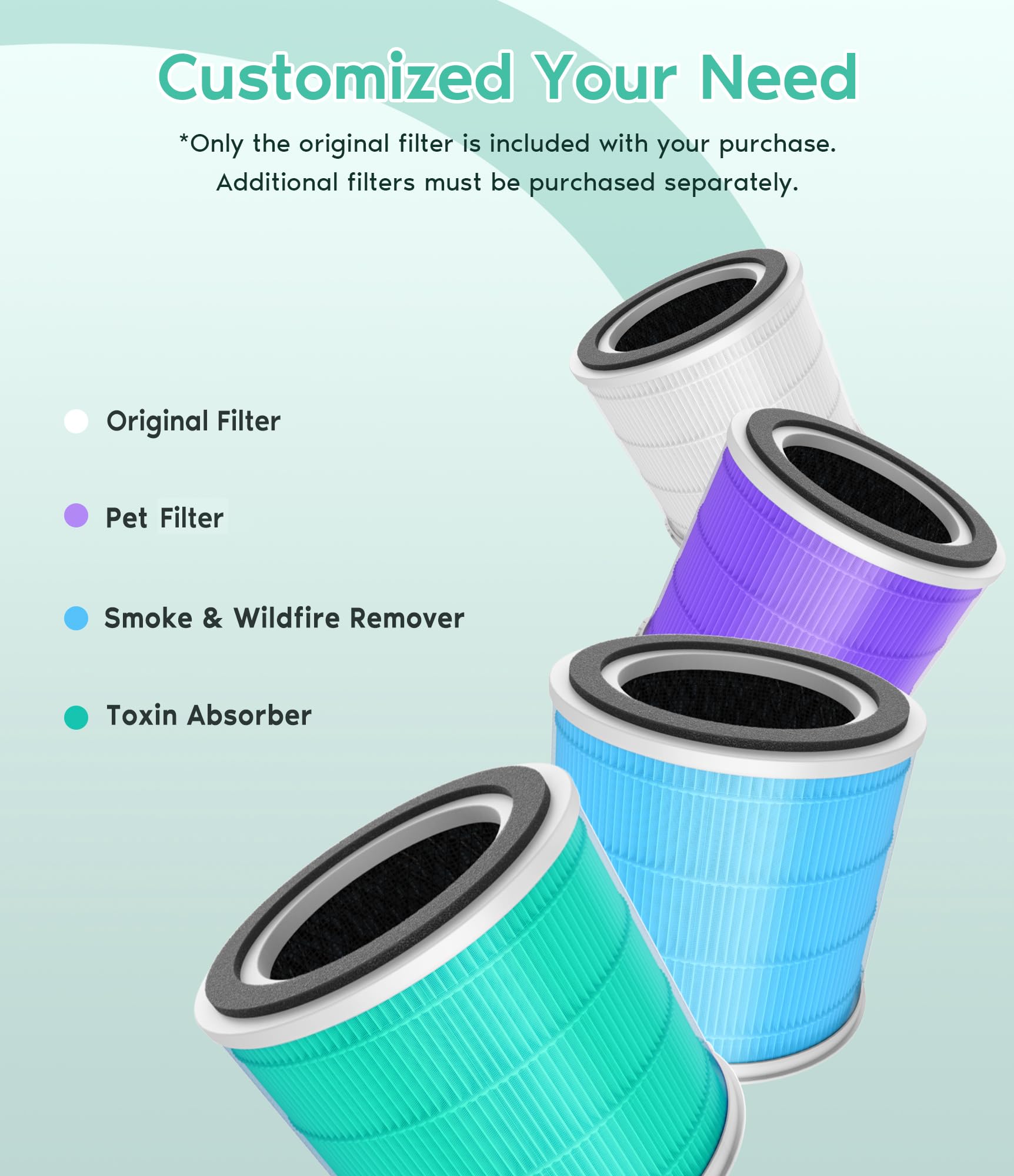 AIRJOWSET AP304 Air Purifier Replacement Filter with Activated Carbon (White Filter)