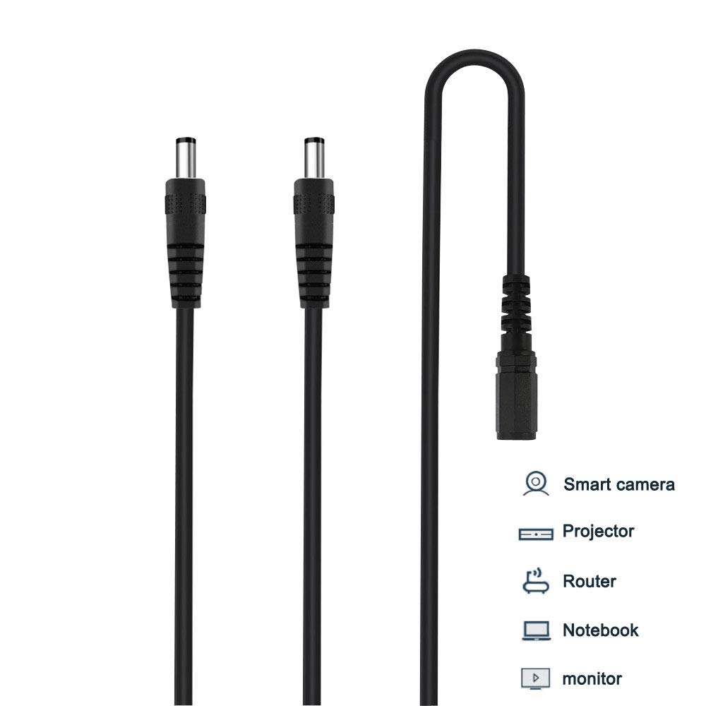USHANLIN DC Power Splitter Security Camera Power Splitter 12V CCTV Power Cable (1 Female to 2 Male 5.5mm X 2.1mm, 5Pack)