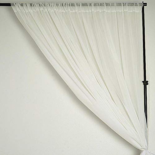 BalsaCircle 10 feet x 10 feet Ivory Sheer Voile Backdrop Drapes Curtains 2 Panels 5x10 ft - Wedding Ceremony Party Home Decorations