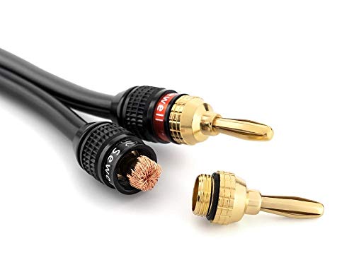 Deadbolt Banana Plugs 6-Pairs by Sewell, Gold Plated Speaker Plugs, Quick Connect, SW-29863-6