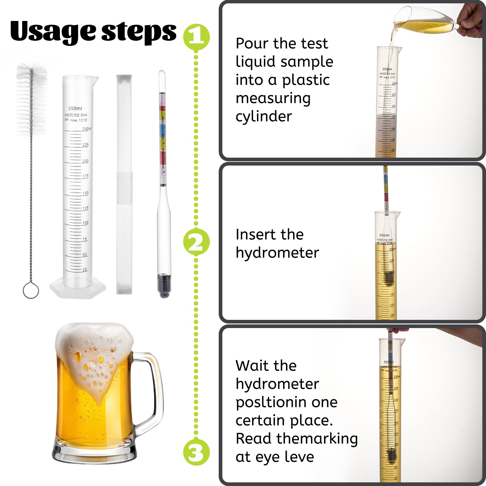 AOZ LIbei Hydrometer Mead Wine Beer Brewing Ale Making Kombucha Kit,Alcohol Tester Accessories Moonshine Still Kit Complete for Home Test Equipment-Specific Gravity Abv Tester
