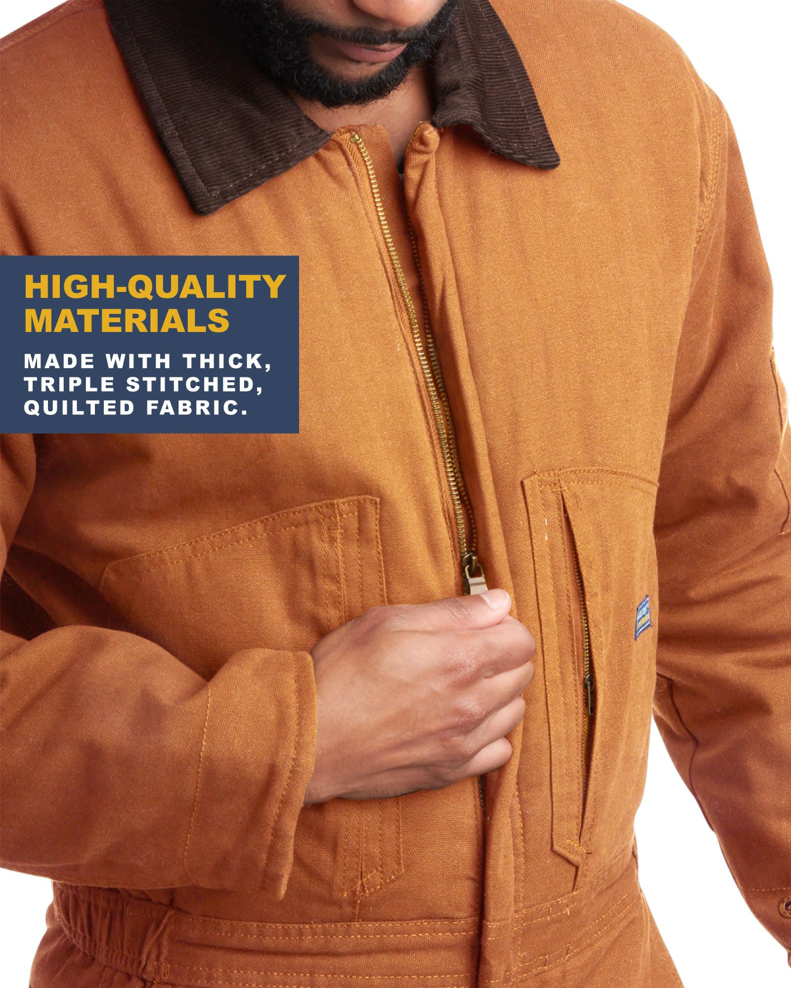 Bass Creek Outfitters Men's Coveralls β Water Resistant Insulated Long Sleeve Duck Canvas Jumpsuit (Sizes: M-XXL), Size Large, Wheat