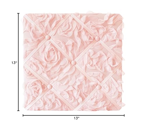 Sweet Jojo Designs Pink Floral Rose Fabric Memory Memo Photo Bulletin Board - Solid Light Blush Flower Luxurious Elegant Princess Vintage Boho Shabby Chic Luxury Glam High End Roses