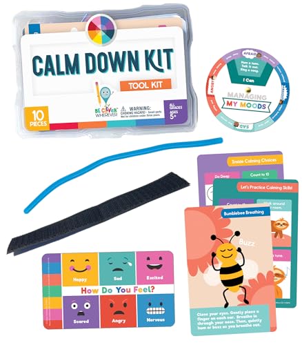 Carson Dellosa Be Clever Wherever 10-Piece Classroom Calm Down Tool Kit for Anxiety Relief, Calm Down Corner Supplies, Emotional Regulation Tools for Kids With Fidget Toys, Mindfulness Cards