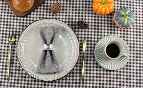 INFEI Vintage Grain Cotton Linen Blended Dinner Cloth Napkins - Set of 12 (17 x 17 inches) - for Events & Home Use (Brown)