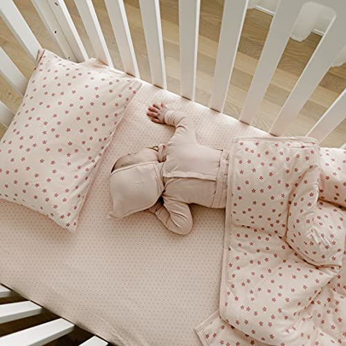 Ely's & Co. Baby Crib Bedding Sets for Girls β Perfect for Toddler Beds β 4 Piece Set Includes Crib Sheet, Quilted Blanket, Crib Skirt, and Baby Pillowcase β Pink Floral Design
