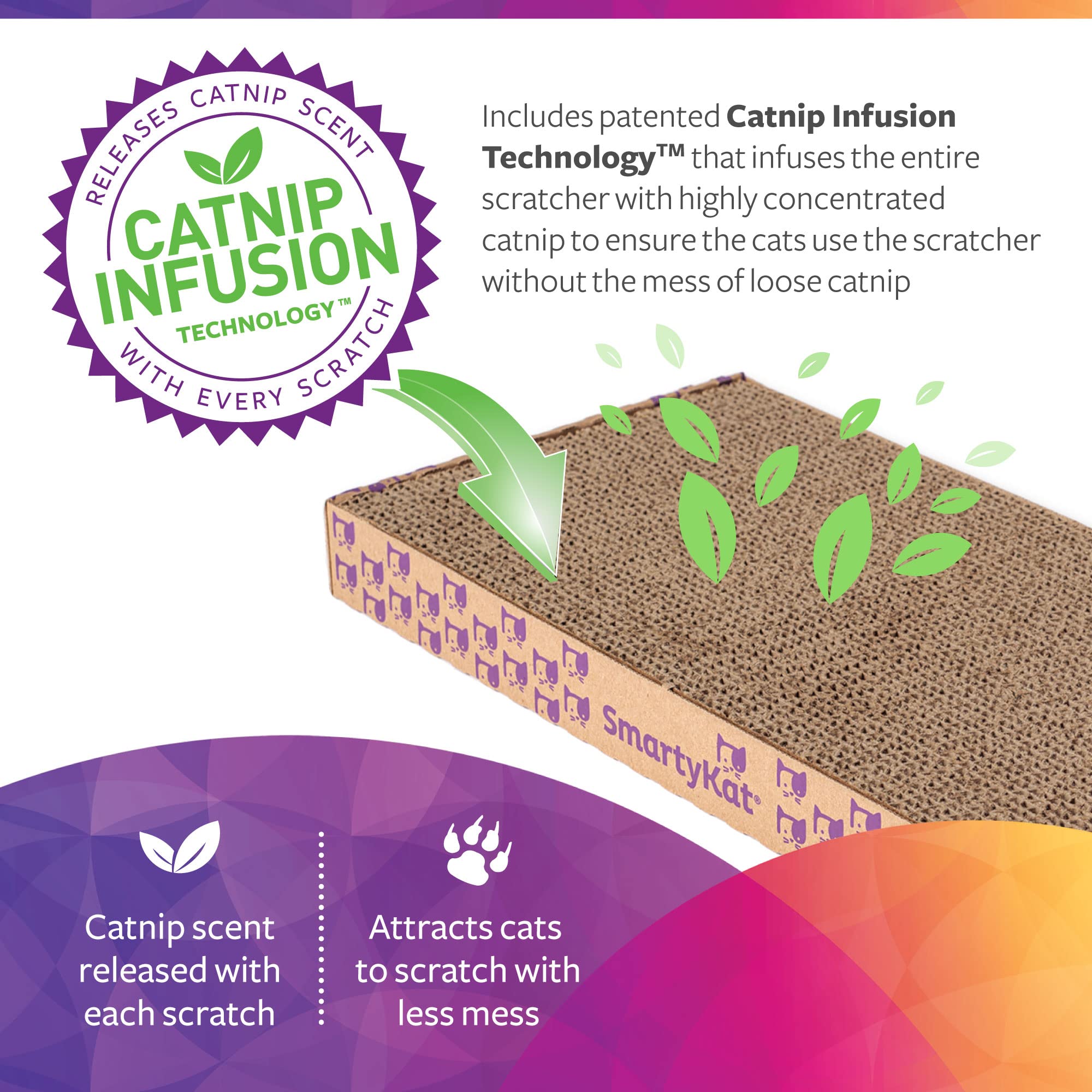 SmartyKat Scratch Ladder Angled Corrugated Cat Scratcher, Catnip Infusion Technology - Brown, One Size