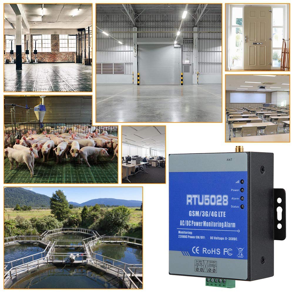 RTU5028 GSM Power Voltage Status Monitoring Alarm, Connection Remote Controling, Power Failure/Recover Alert 100-240V(US)