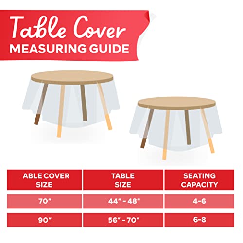 XFasten Heavy-Duty Clear Vinyl Round Table Cloth Cover Protector, 0.3 mm Thick, 70-Inch Transparent Round Plastic Table Cover Protector Pad